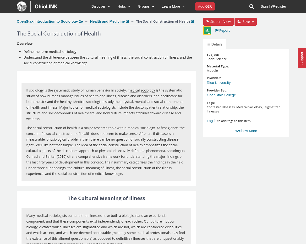 OpenStax Introduction to Sociology 2e, Health and Medicine, The Social ...