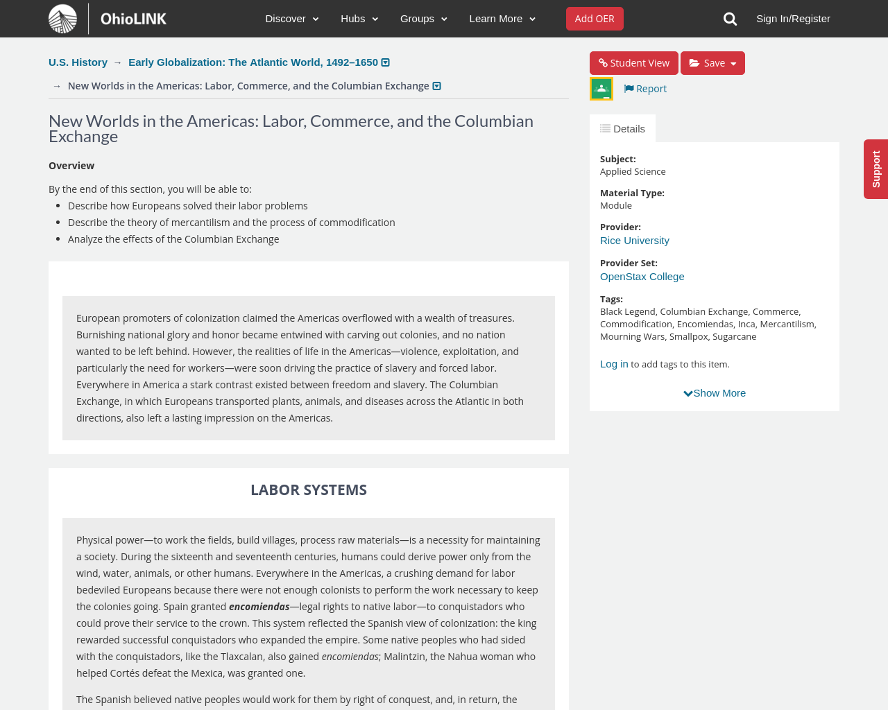 U.S. History, Early Globalization: The Atlantic World, 1492–1650, New ...