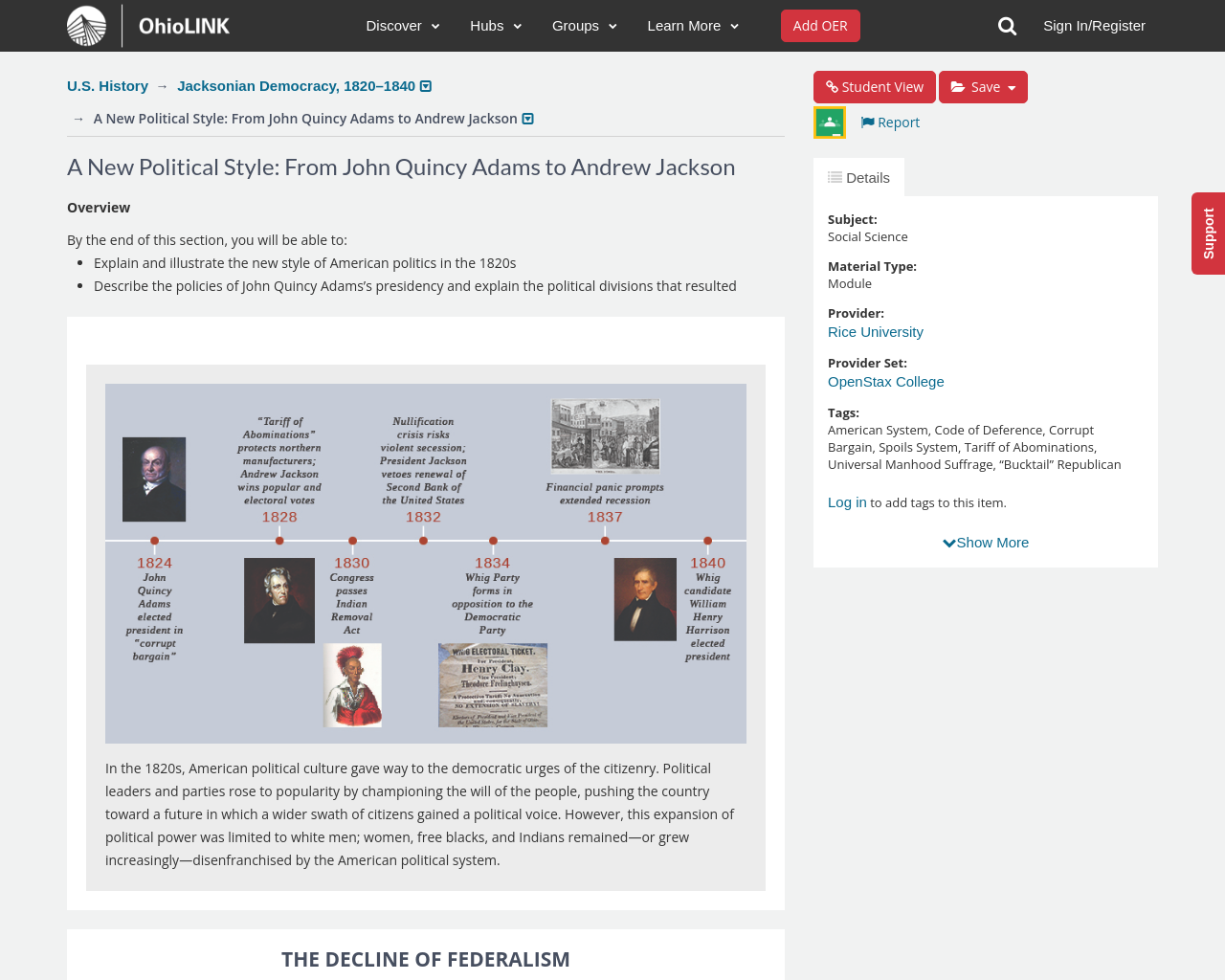 U.S. History, Jacksonian Democracy, 1820–1840, A New Political Style ...