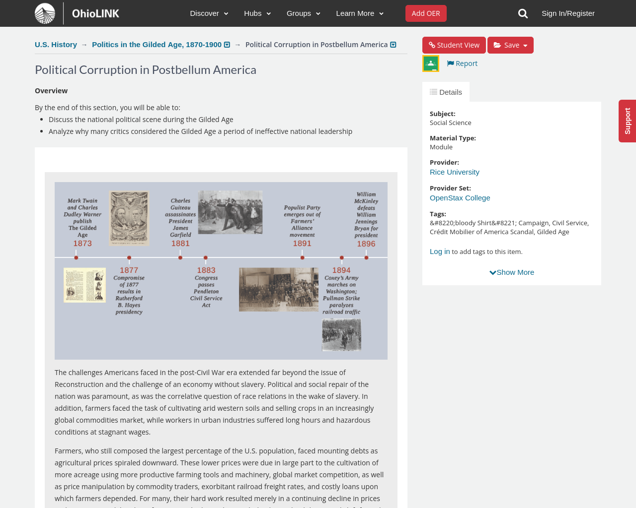 U.S. History, Politics in the Gilded Age, 1870-1900, Political ...