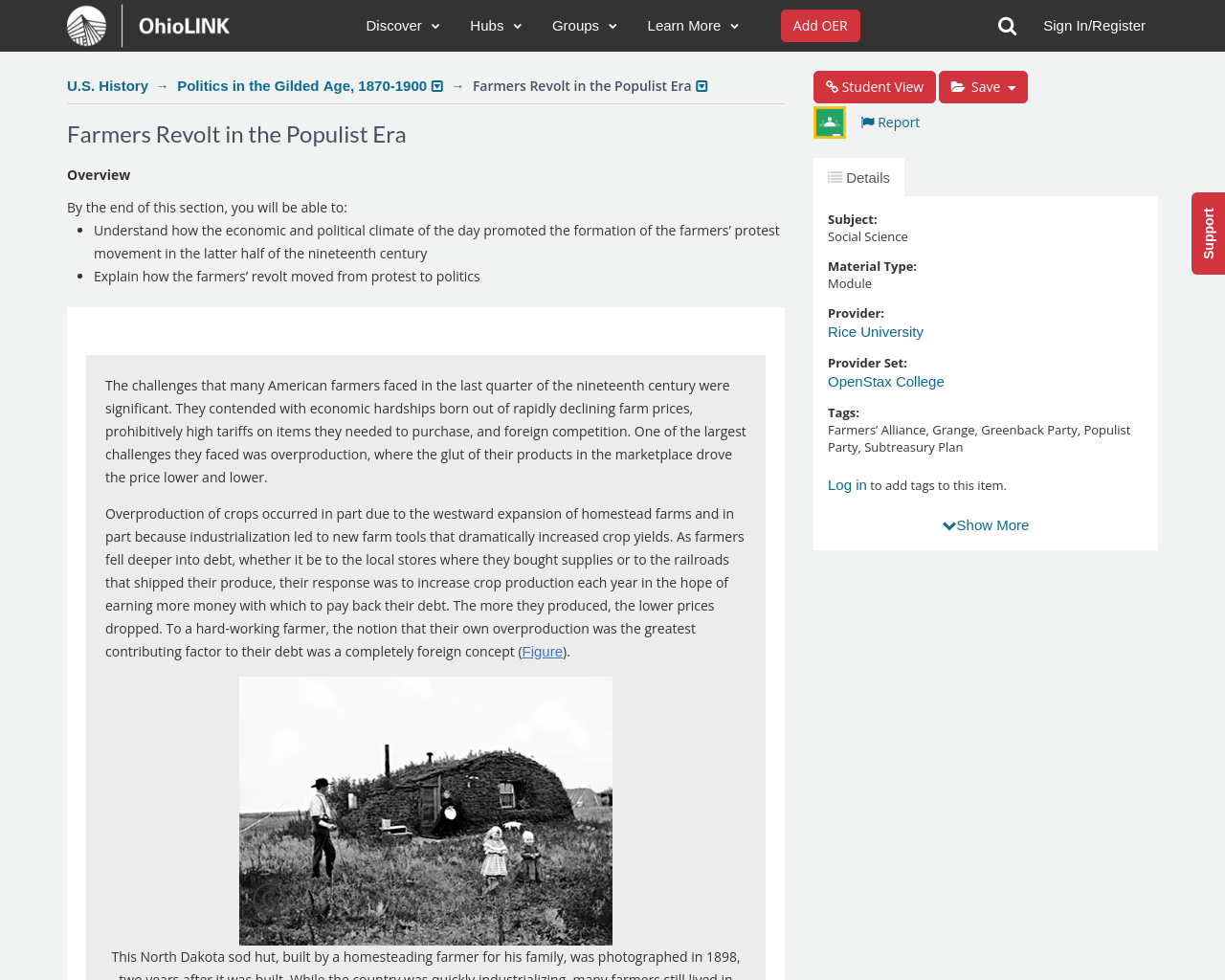 U.S. History, Politics in the Gilded Age, 1870-1900, Farmers Revolt in ...