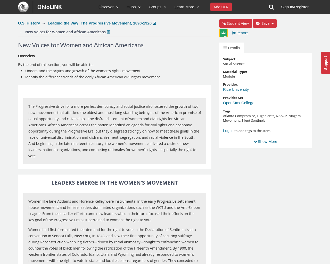 U.S. History, Leading the Way: The Progressive Movement, 1890-1920, New ...