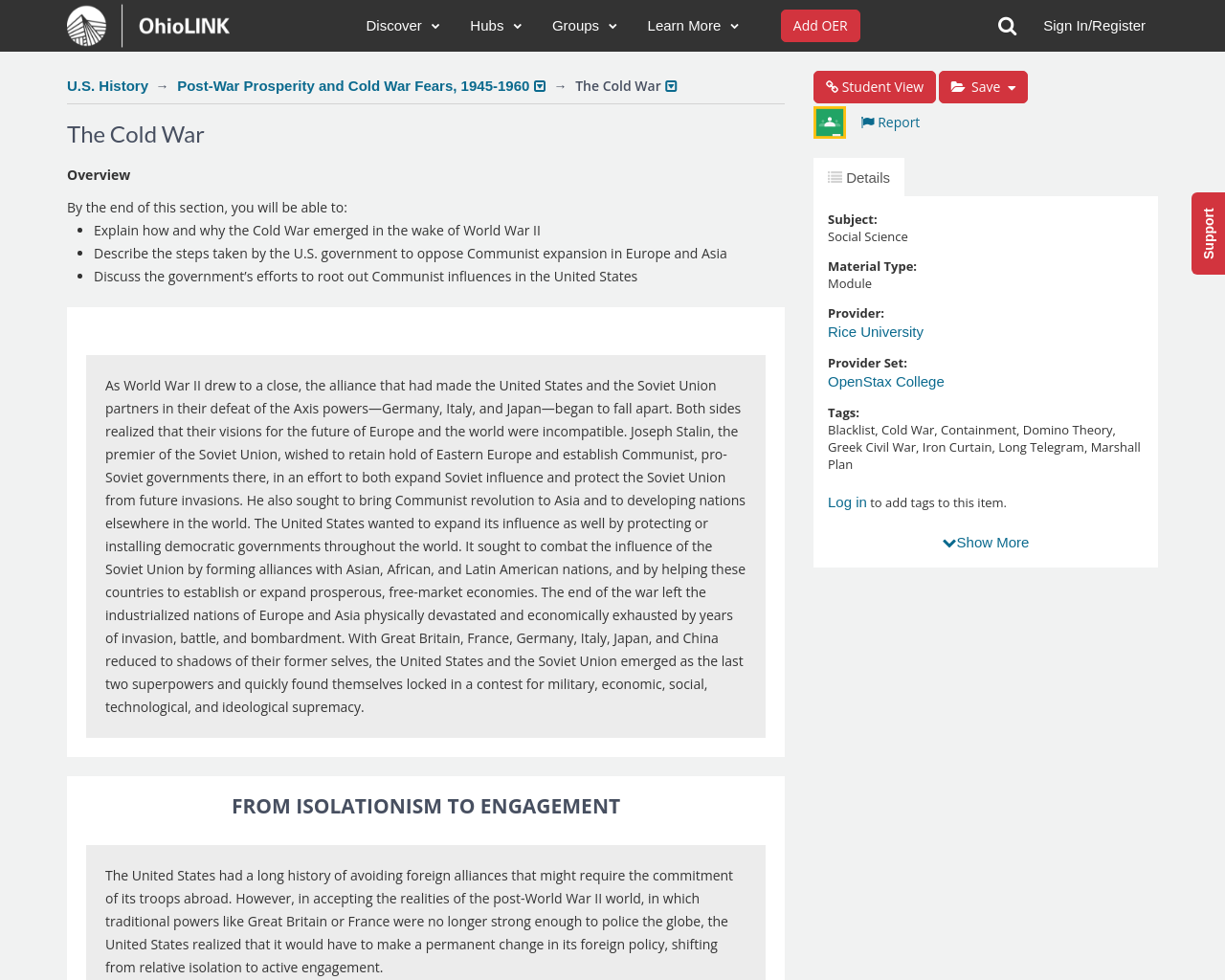 U.S. History, Post-War Prosperity and Cold War Fears, 1945-1960, The ...