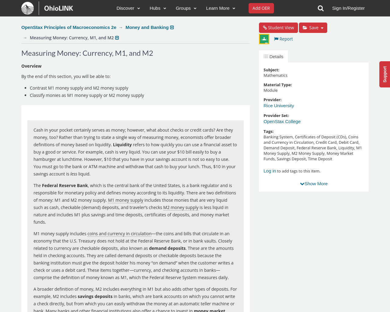 OpenStax Principles of Macroeconomics 2e, Money and Banking, Measuring ...