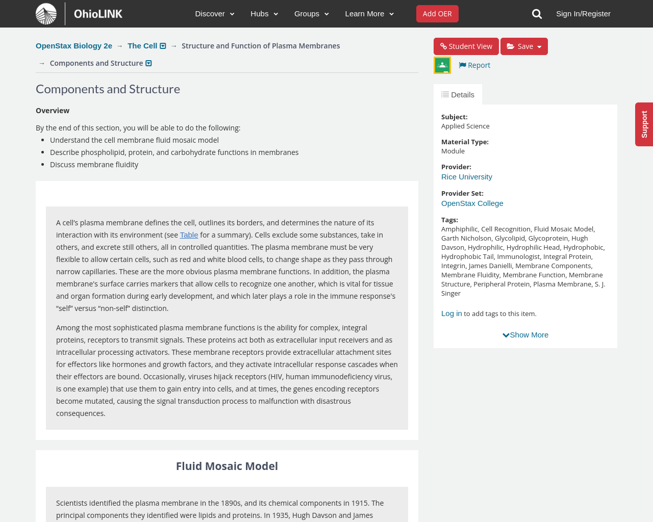 OpenStax Biology 2e, The Cell, Structure and Function of Plasma ...