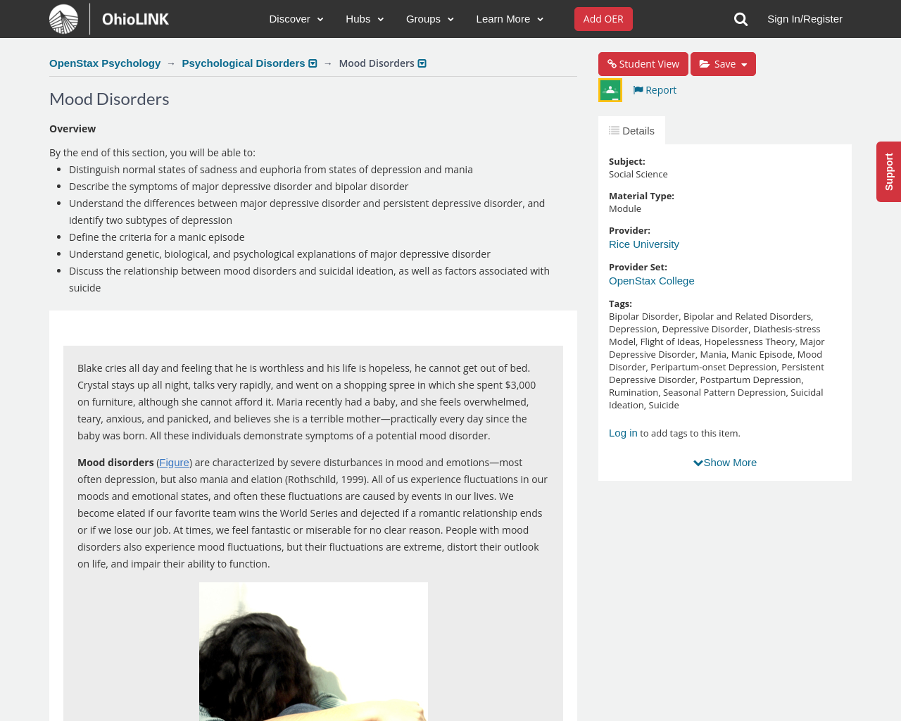 OpenStax Psychology, Psychological Disorders, Mood Disorders | OhioLINK