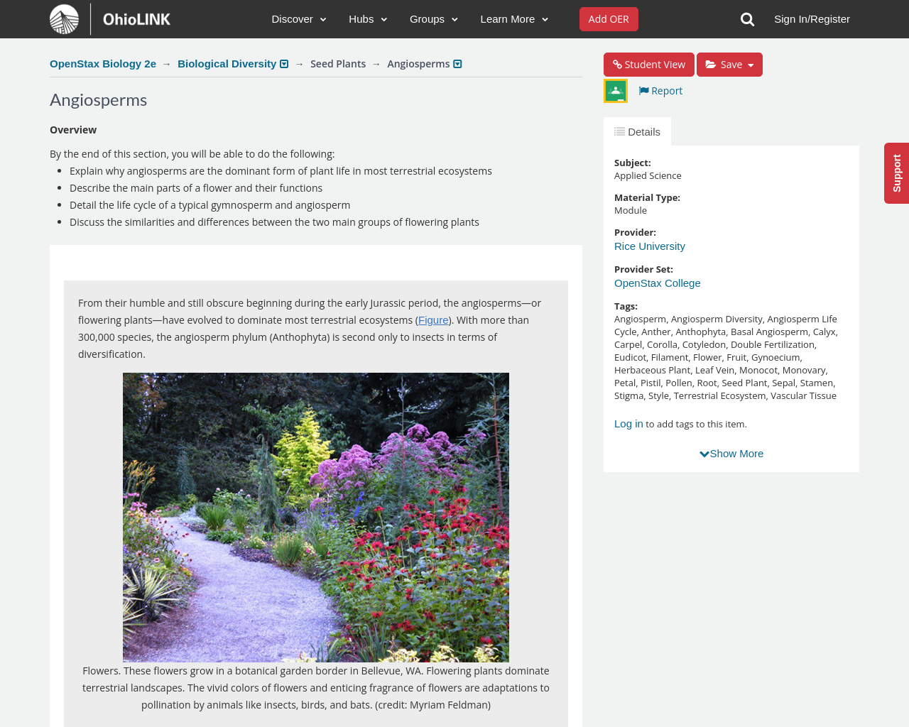 OpenStax Biology 2e, Biological Diversity, Seed Plants, Angiosperms | OhioLINK