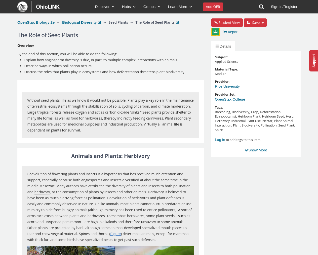 OpenStax Biology 2e, Biological Diversity, Seed Plants, The Role of ...