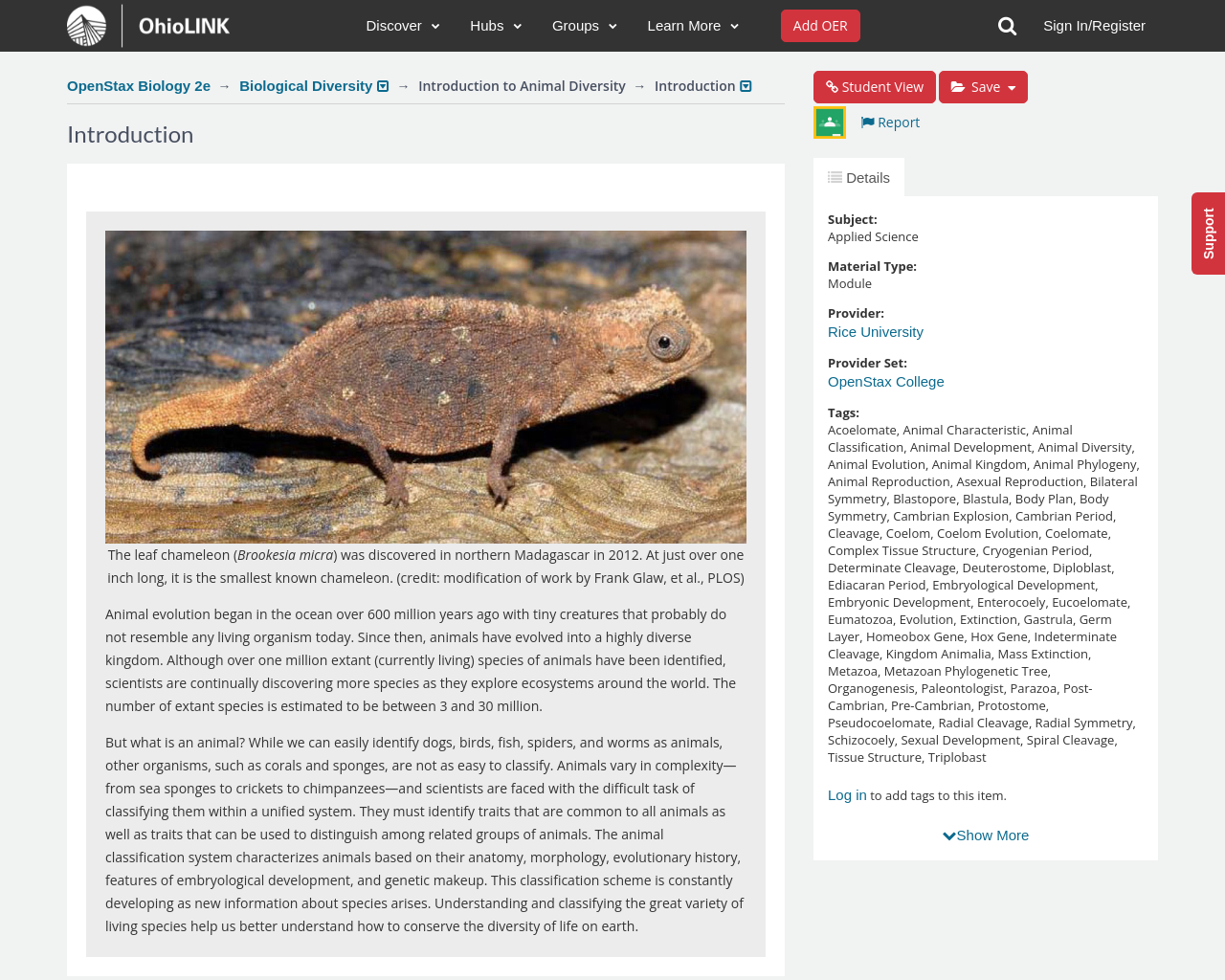 OpenStax Biology 2e, Biological Diversity, Introduction to Animal ...