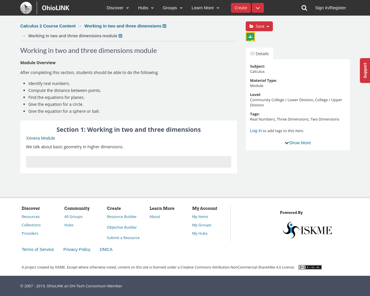 Calculus II Course Content, Working in two and three dimensions ...